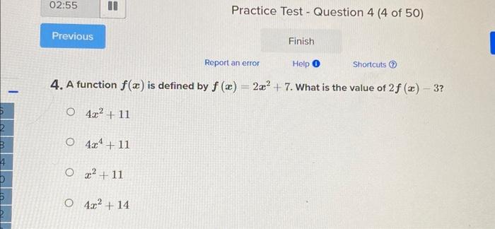 Solved - B 4 6 2 02:55 Previous II O 4x4 +11 Help O 4. A | Chegg.com
