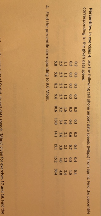 Solved Percentiles. In exercises 4, use the following cell | Chegg.com