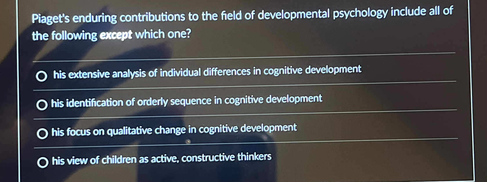 Solved Piaget's enduring contributions to the field of | Chegg.com