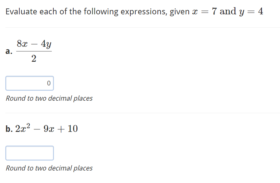 Solved Evaluate each of the following expressions, given x=7 | Chegg.com