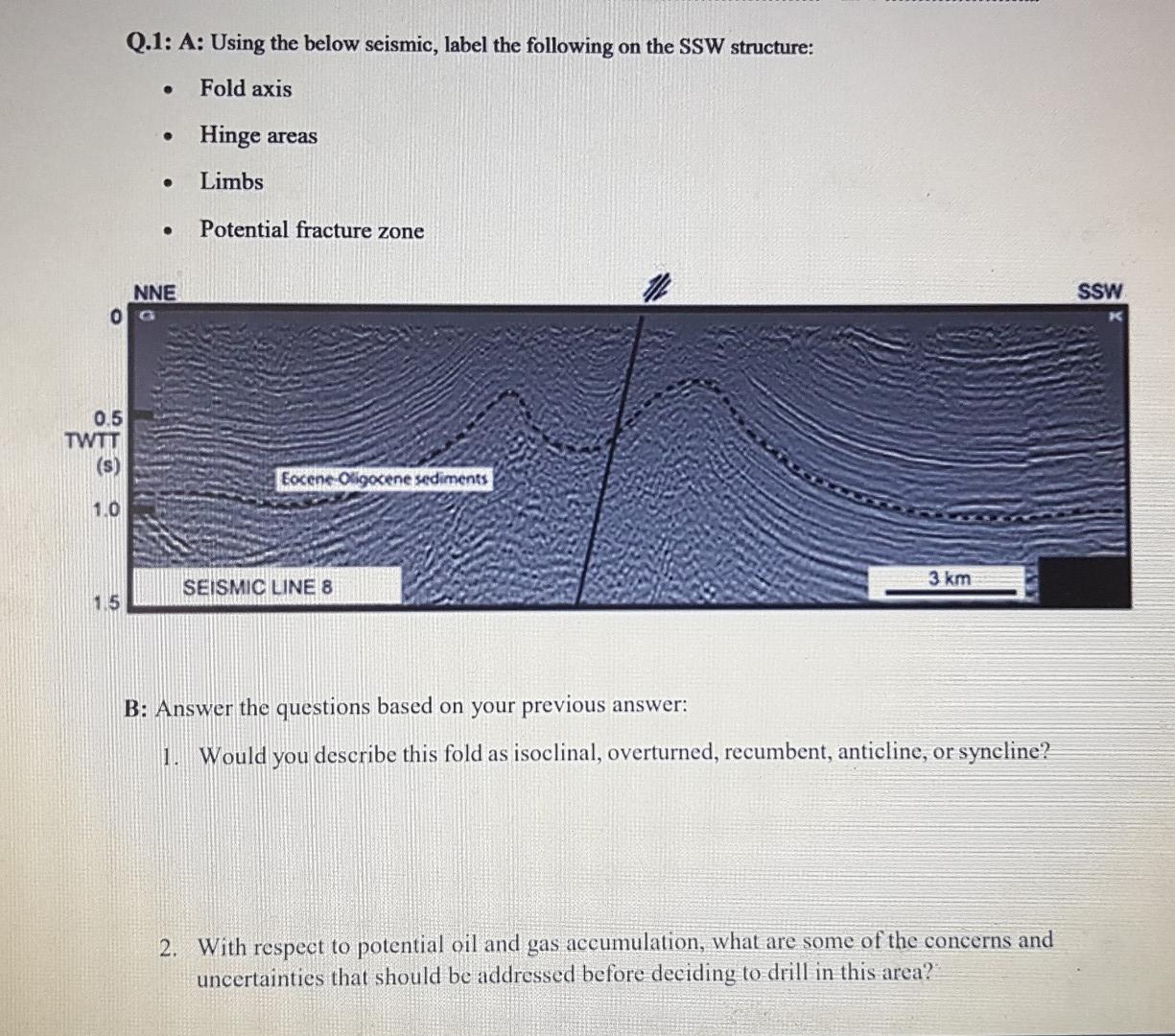 Solved Q.1: A: Using the below seismic, label the following | Chegg.com