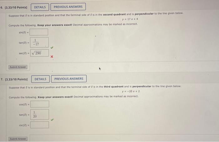 Solved Suppose that θ is in standard position and that the | Chegg.com