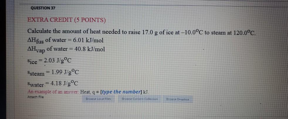 Solved QUESTION 37 EXTRA CREDIT (5 POINTS) Calculate the | Chegg.com