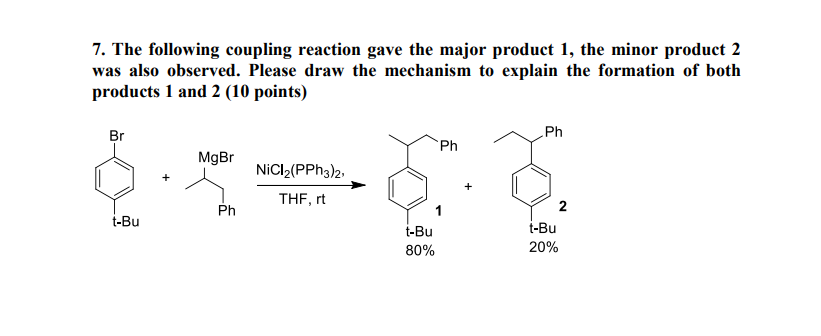 Solved 7. ﻿The following coupling reaction gave the major | Chegg.com