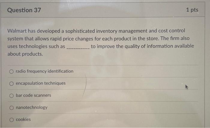 Solved Walmart has developed a sophisticated inventory | Chegg.com