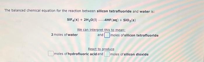 Solved The balanced chemical equation for the reaction | Chegg.com