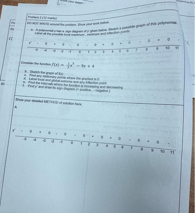 Solved Problem 2 (12 marks) a. A polynomial y has a sign | Chegg.com