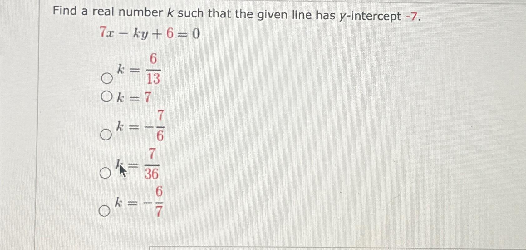 Solved Find A Real Number K ﻿such That The Given Line Has