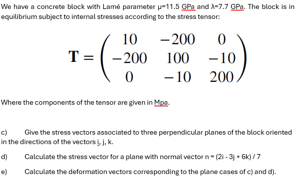 Solved We have a concrete block with Lame parameter | Chegg.com