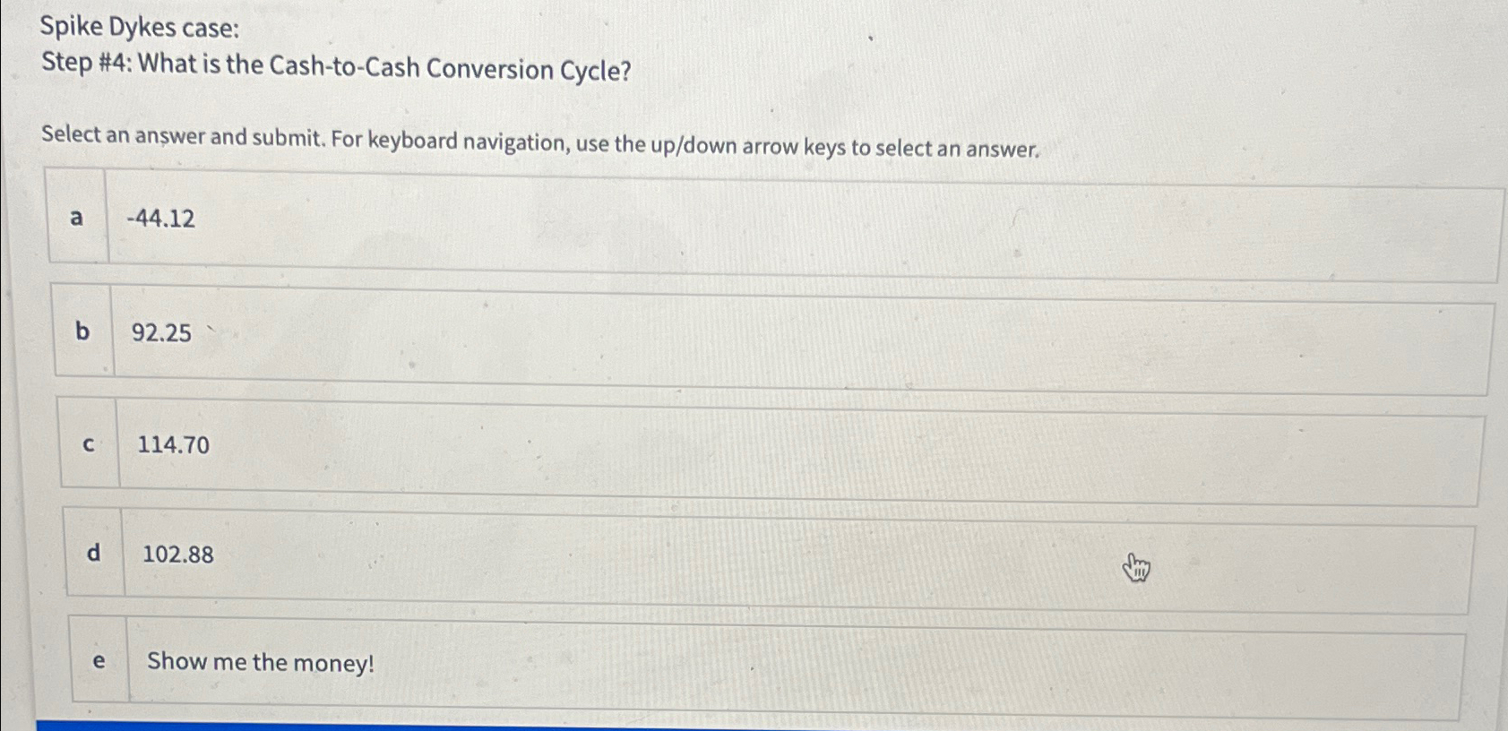 Solved Spike Dykes case:Step #4: What is the Cash-to-Cash | Chegg.com