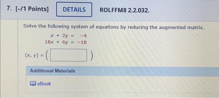Solved Solve the following system of equations by reducing | Chegg.com