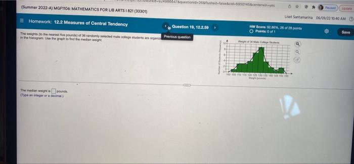 Solved (Summer 2022-A) MGF1106: MATHEMATICS FOR LIB ARTS | Chegg.com
