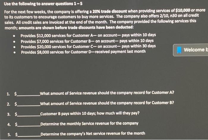 Solved Use the following to answer questions 1-5 For the | Chegg.com