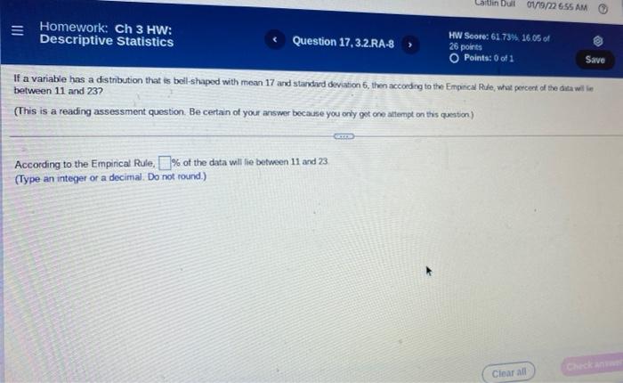 Solved Dull 01/9722 655 AM = Homework: Ch 3 HW: Descriptive | Chegg.com