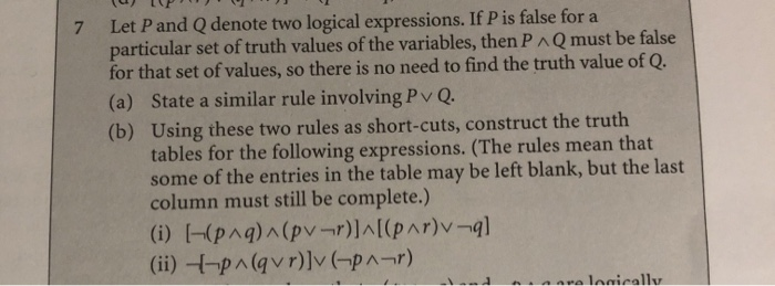 Solved 7 Let P and Q denote two logical expressions. If P is | Chegg.com