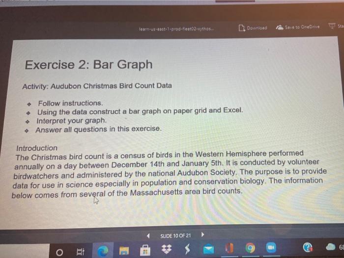 Solved Locations # of Species Construct a Bar graph using | Chegg.com