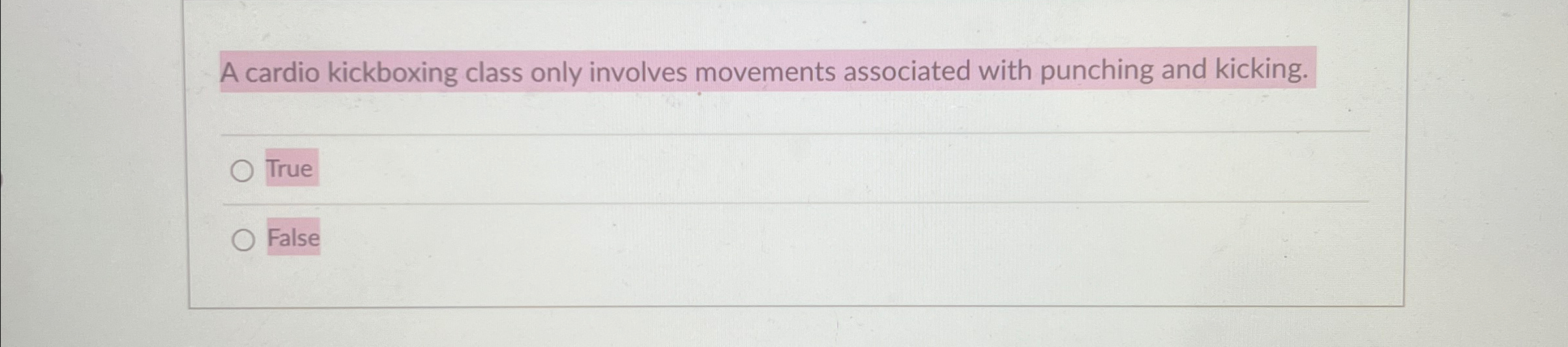 Solved A cardio kickboxing class only involves movements | Chegg.com