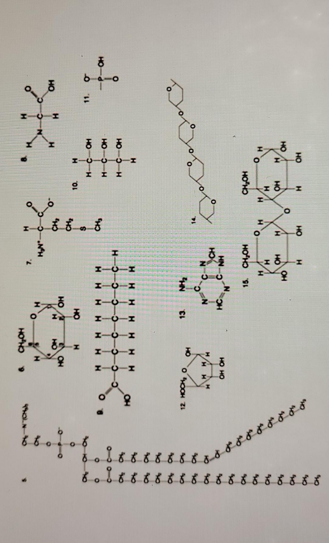 Solved 7. Identify (by class) each of the 15 macromolecules | Chegg.com