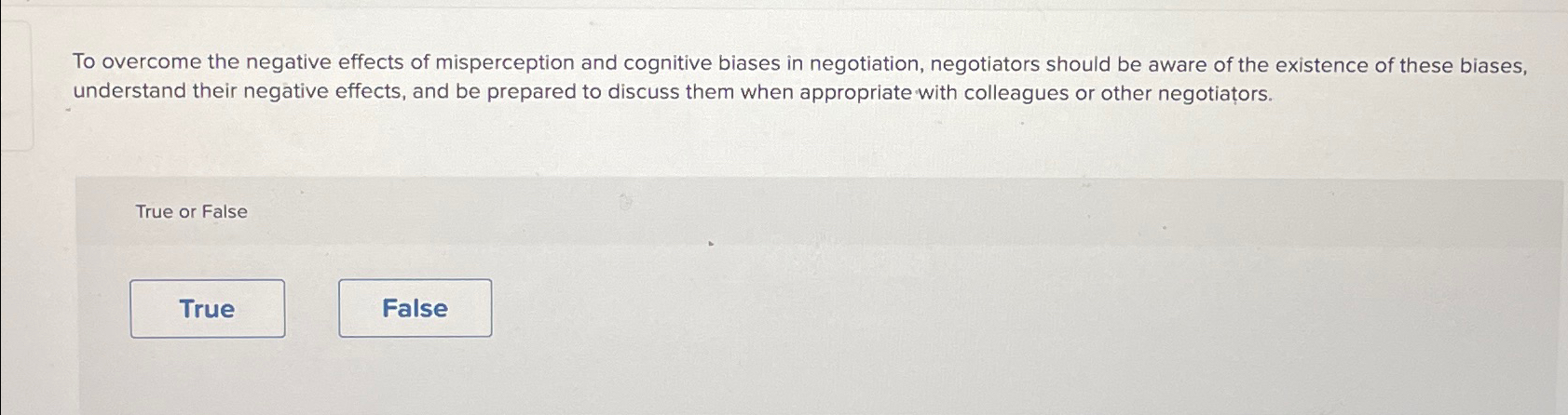 Solved To overcome the negative effects of misperception and | Chegg.com