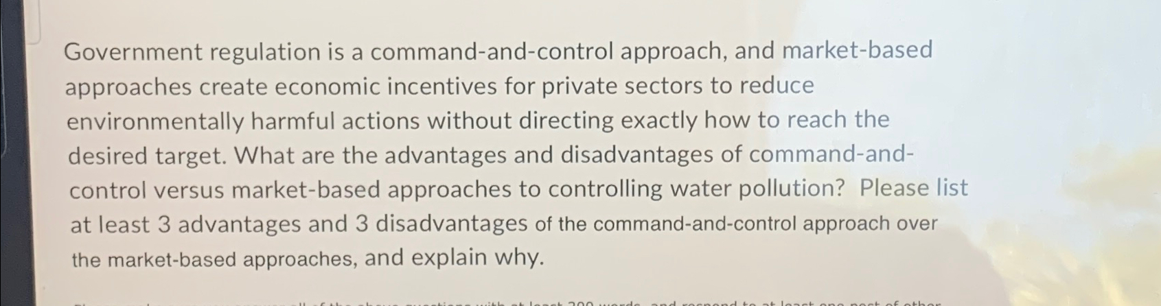 Solved Government regulation is a command-and-control | Chegg.com