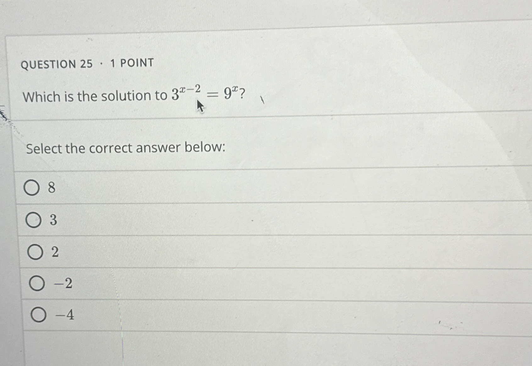 Solved QUESTION 25*1 POINTWhich is the solution to | Chegg.com Solved QUESTION 25*1 POINTWhich is the solution to | Chegg.com