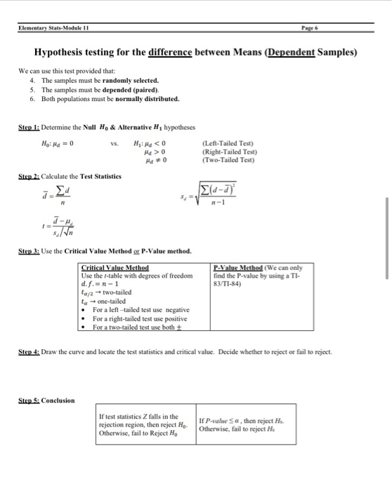 Elementary Stats-Module 11 Page 6 Hypothesis testing | Chegg.com