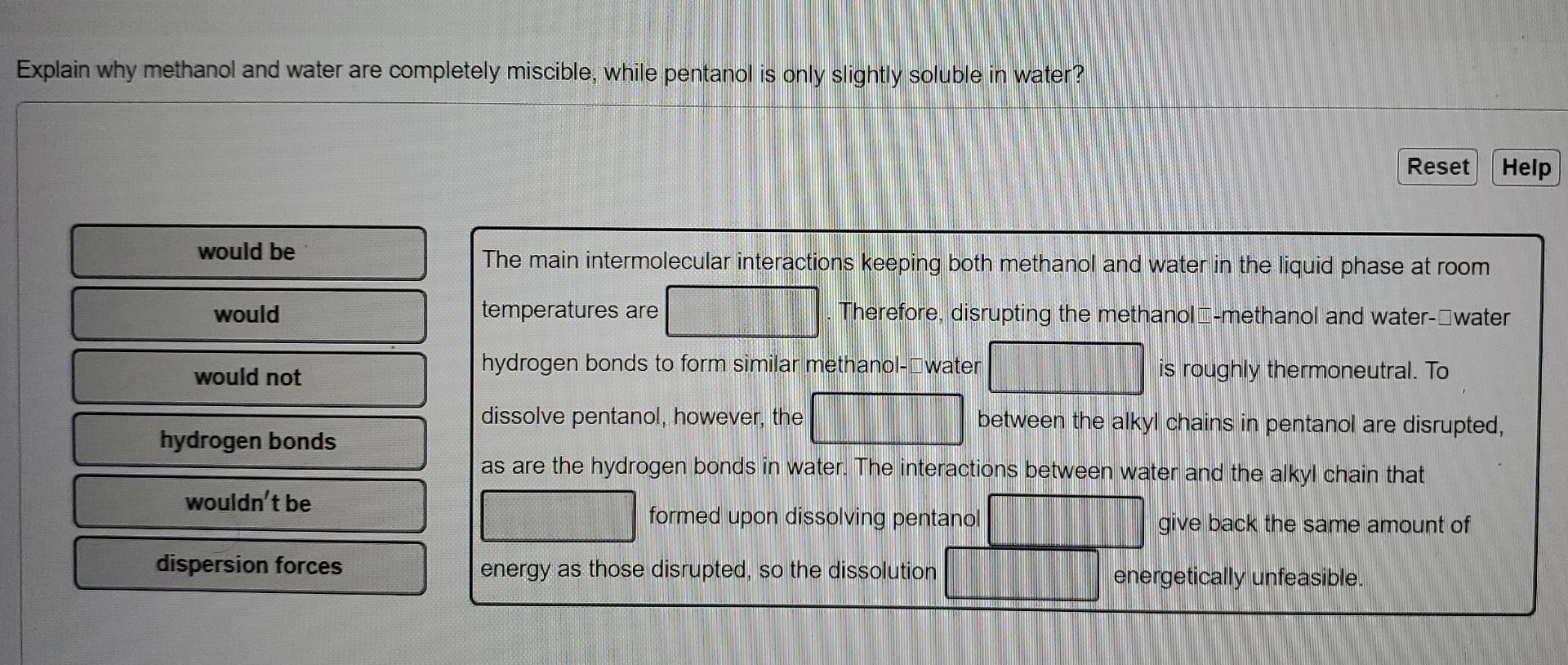 Solved Explain why methanol and water are completely | Chegg.com