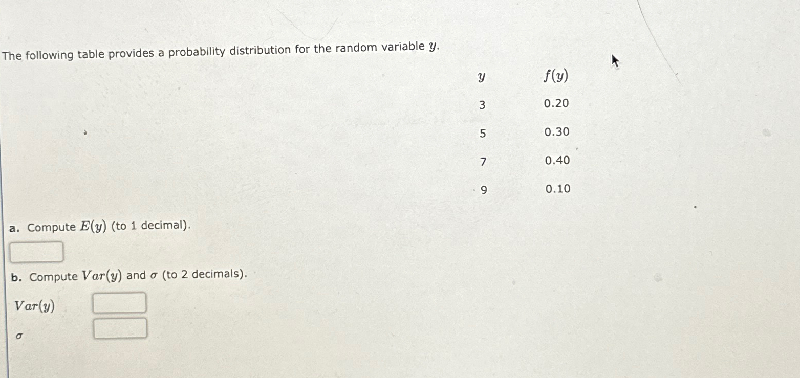 Solved The following table provides a probability | Chegg.com
