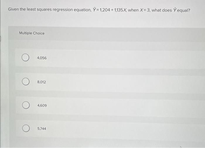 Solved Given the least squares regression equation, | Chegg.com