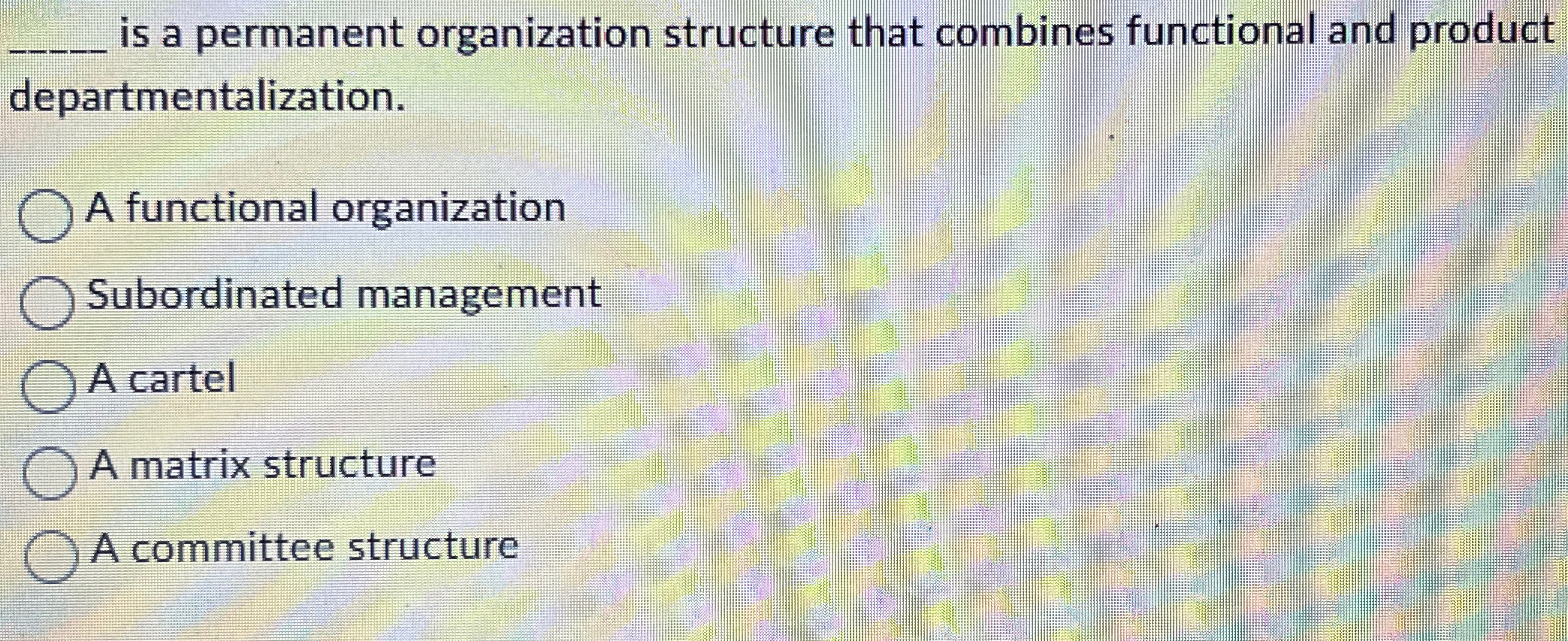Solved is a permanent organization structure that combines | Chegg.com