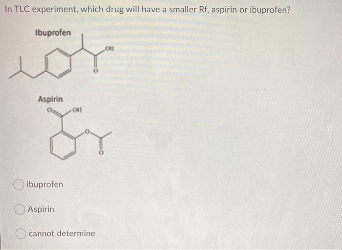 Solved In TLC experiment, which drug will have a smaller Rf, | Chegg.com