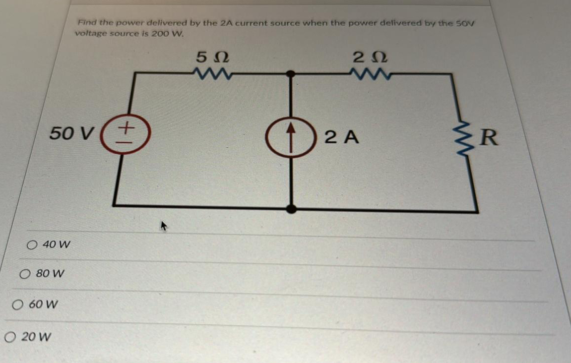 Solved Find the power delivered by the 2A current source | Chegg.com