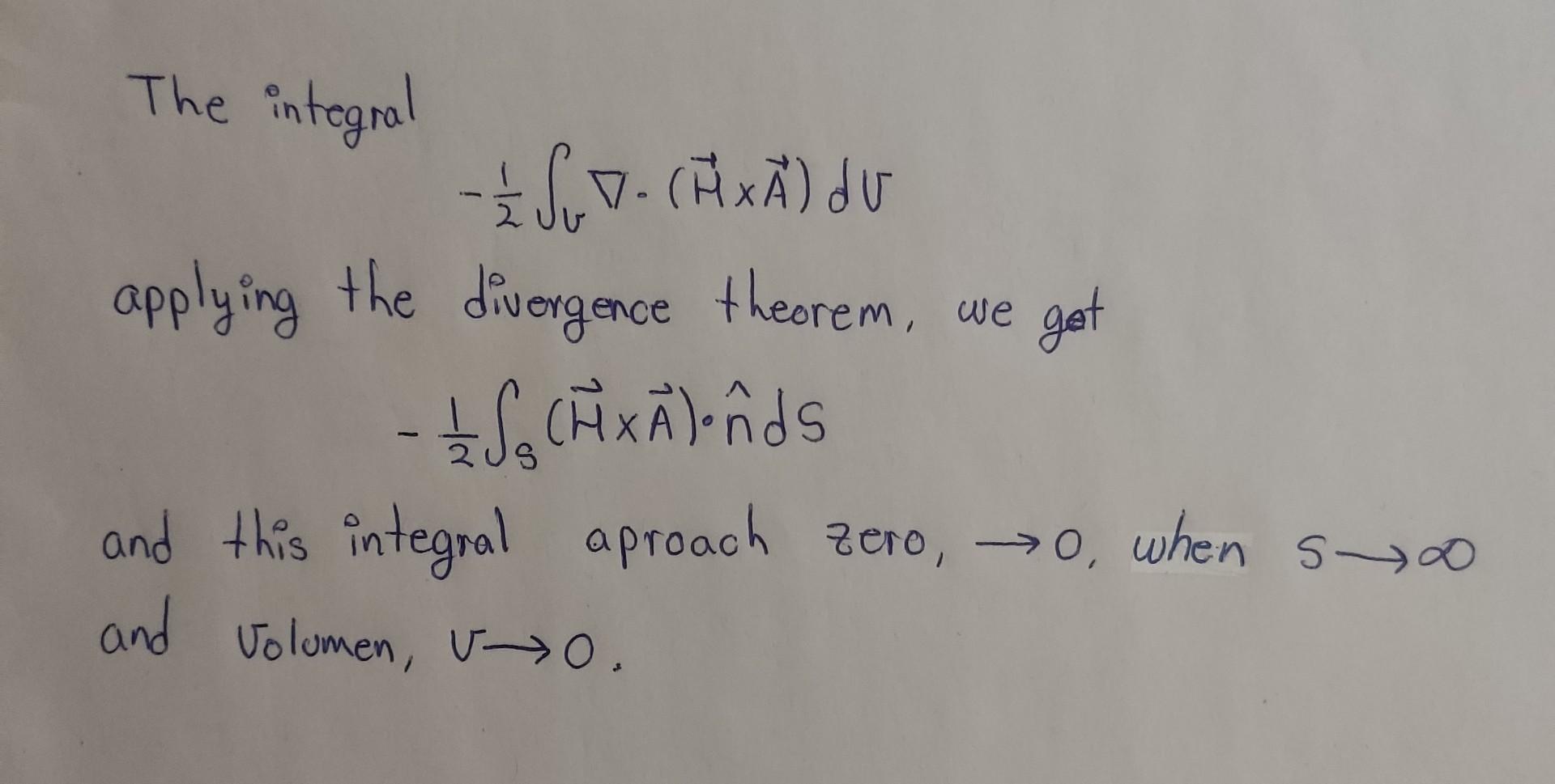 Solved Why is the integral zero when the surface approaches | Chegg.com