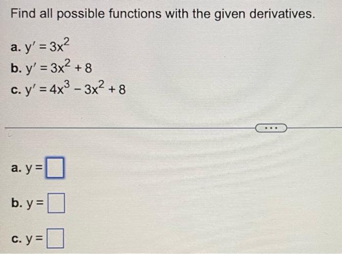 Solved Find all possible functions with the given | Chegg.com