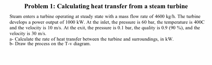 Solved Problem 1: Calculating heat transfer from a steam | Chegg.com