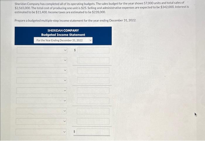 Solved Sheridan Company has completed all of its operating | Chegg.com