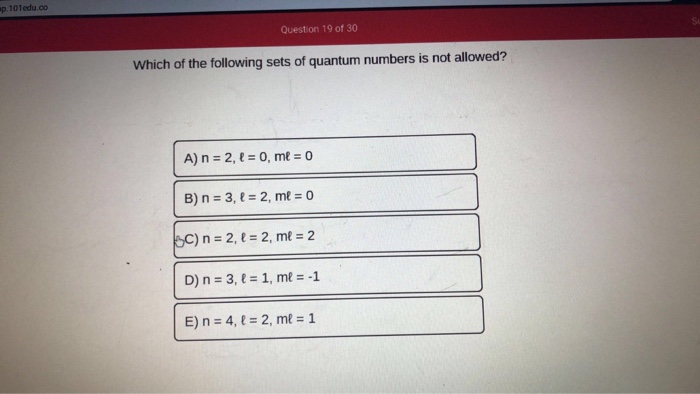 Solved Question 19 of 30 Which of the following sets of | Chegg.com