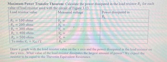 Solved Maximum Power Transfer Theorem: Calculate the power | Chegg.com
