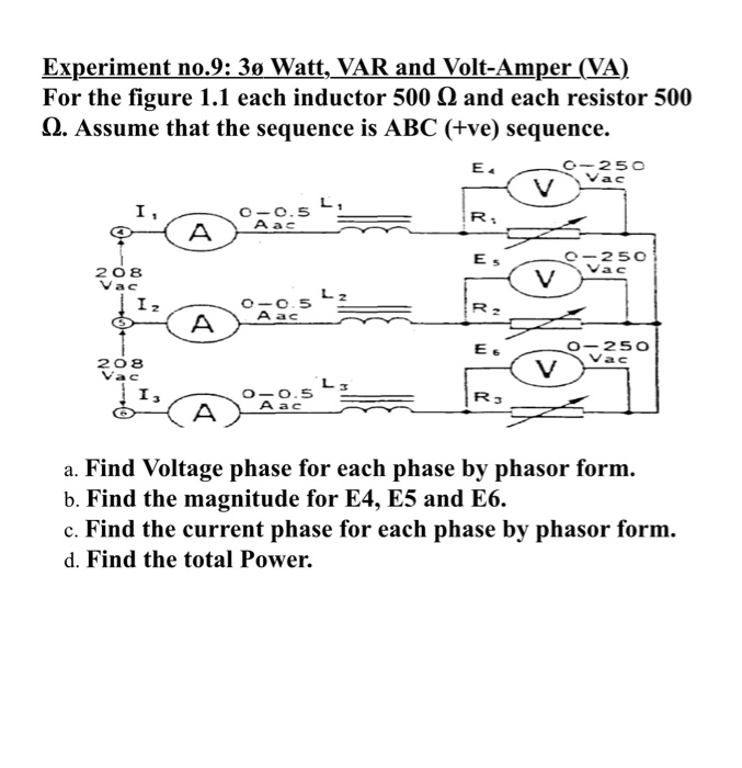 Solved Experiment no.9: 3ø Watt, VAR and Volt-Amper (VA) For | Chegg.com