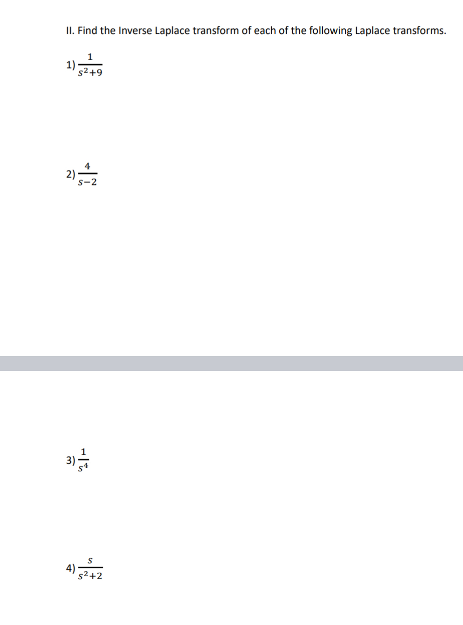 Solved II. ﻿Find the Inverse Laplace transform of each of | Chegg.com