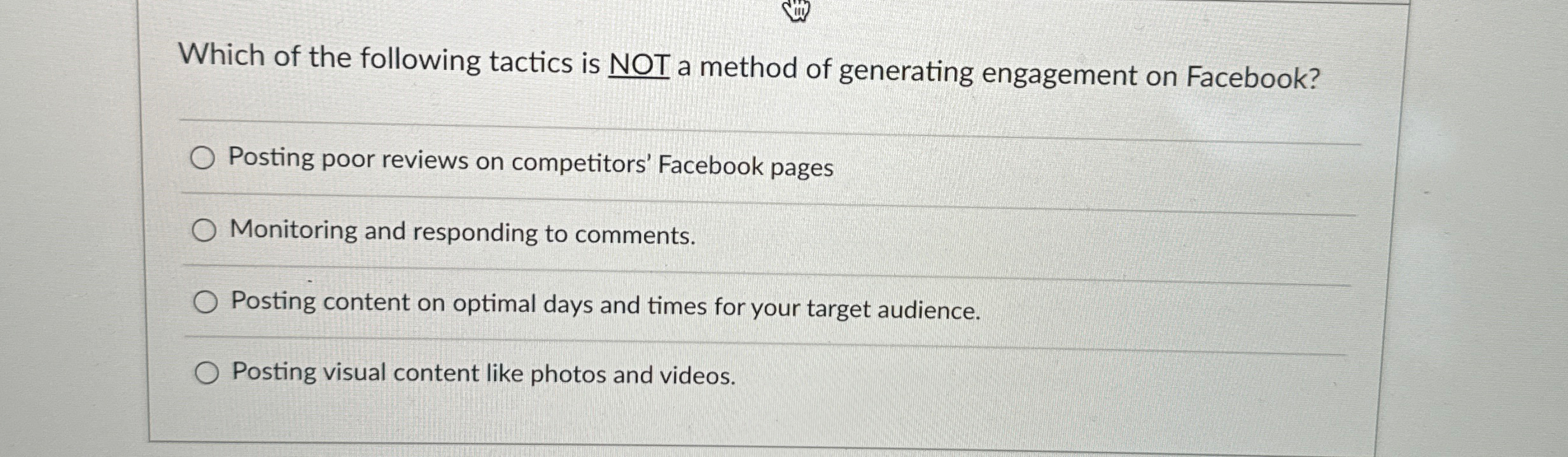 Solved Which of the following tactics is NOT a method of | Chegg.com