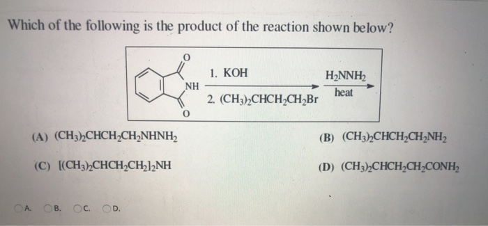 Solved Which of the following is the product of the reaction | Chegg.com