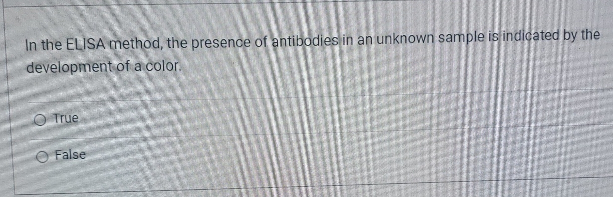 Solved In the ELISA method, the presence of antibodies in an | Chegg.com