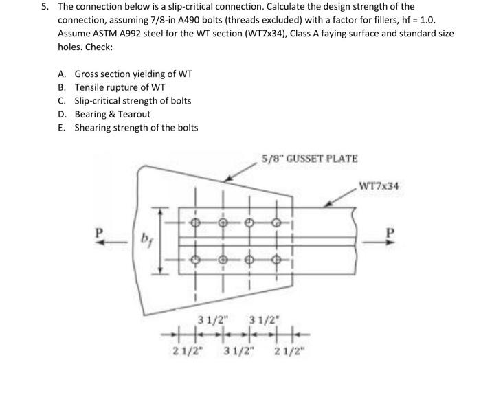 Solved 5. The connection below is a slip-critical | Chegg.com