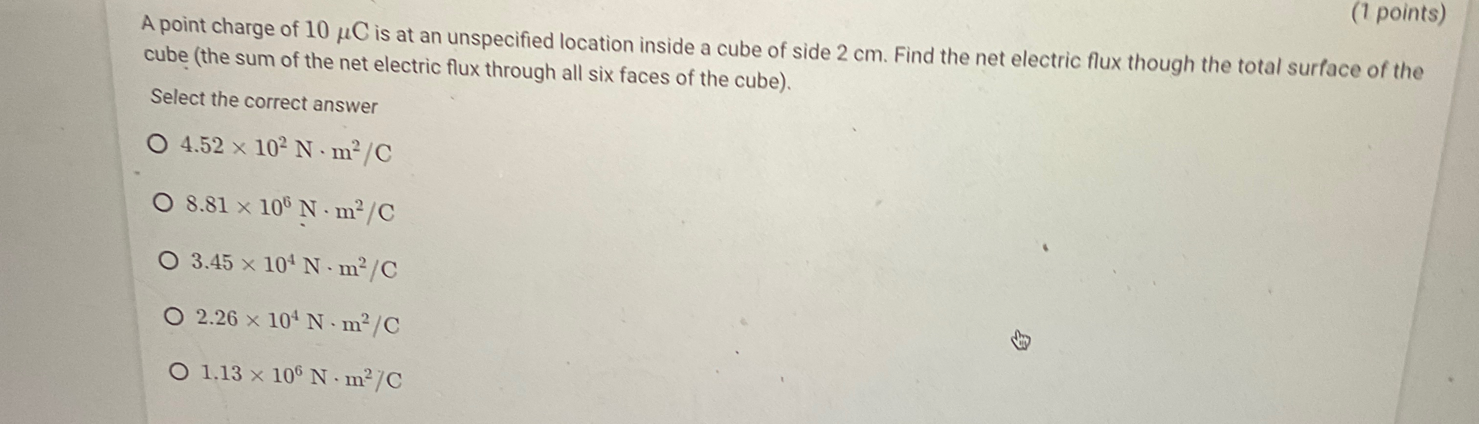 Solved A point charge of 10μC ﻿is at an unspecified location | Chegg.com