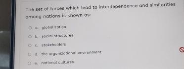 Solved The set of forces which lead to interdependence and | Chegg.com