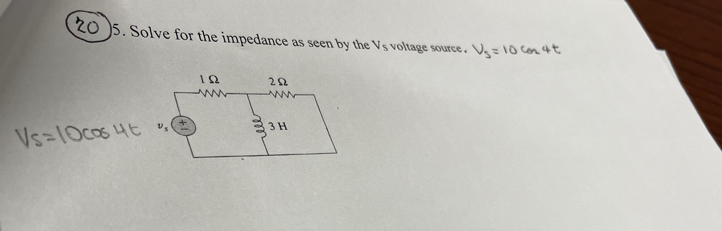 Solved 5 . ﻿Solve for the impedance as seen by the | Chegg.com