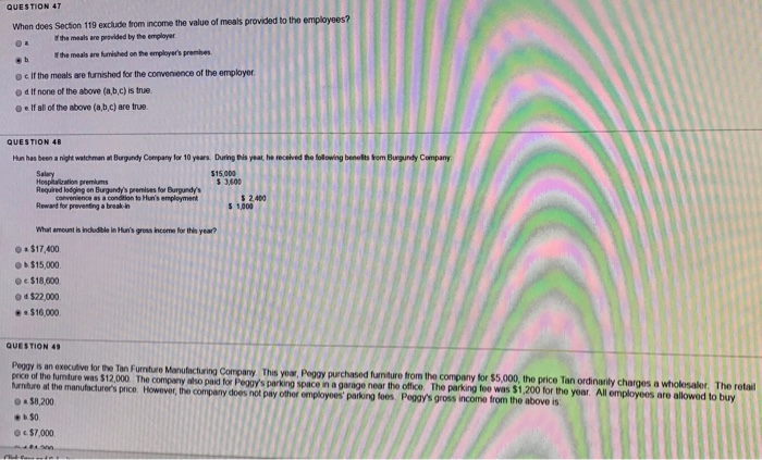 Solved QUESTION 47 When does Section 119 exclude from income | Chegg.com
