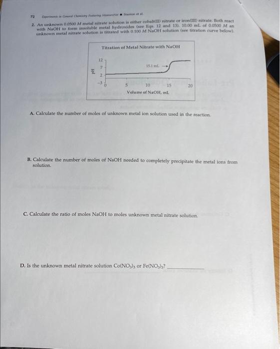 Lab Report Part A - Identification of an Unknown | Chegg.com