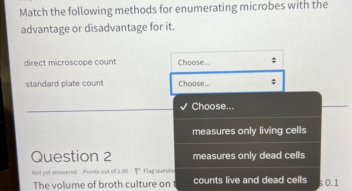 Solved Match the following methods for enumerating microbes | Chegg.com